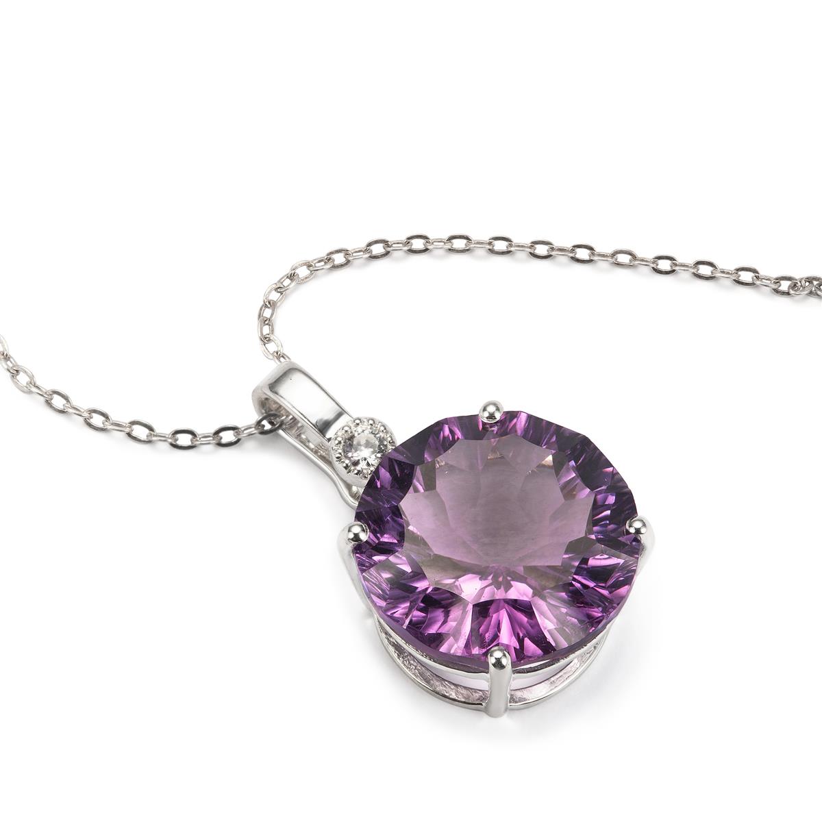 Bahia Amethyst Pendant with White Zircon in Sterling Silver 9.49cts ...