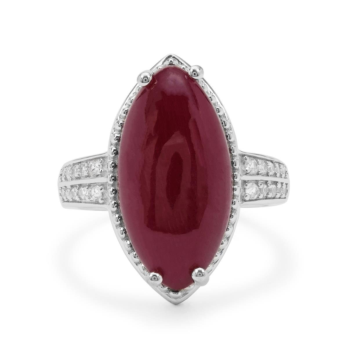 Bharat Ruby Ring with White Zircon in Sterling Silver 11.65cts | Gemporia