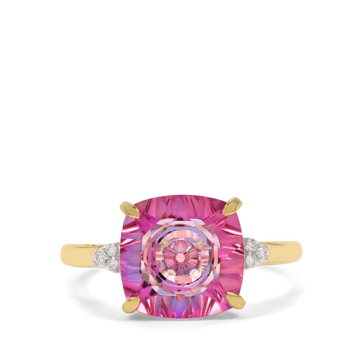 Lehrer Quasar Cut Orchid Topaz Ring with Diamond in 9K Gold 4.20cts ...