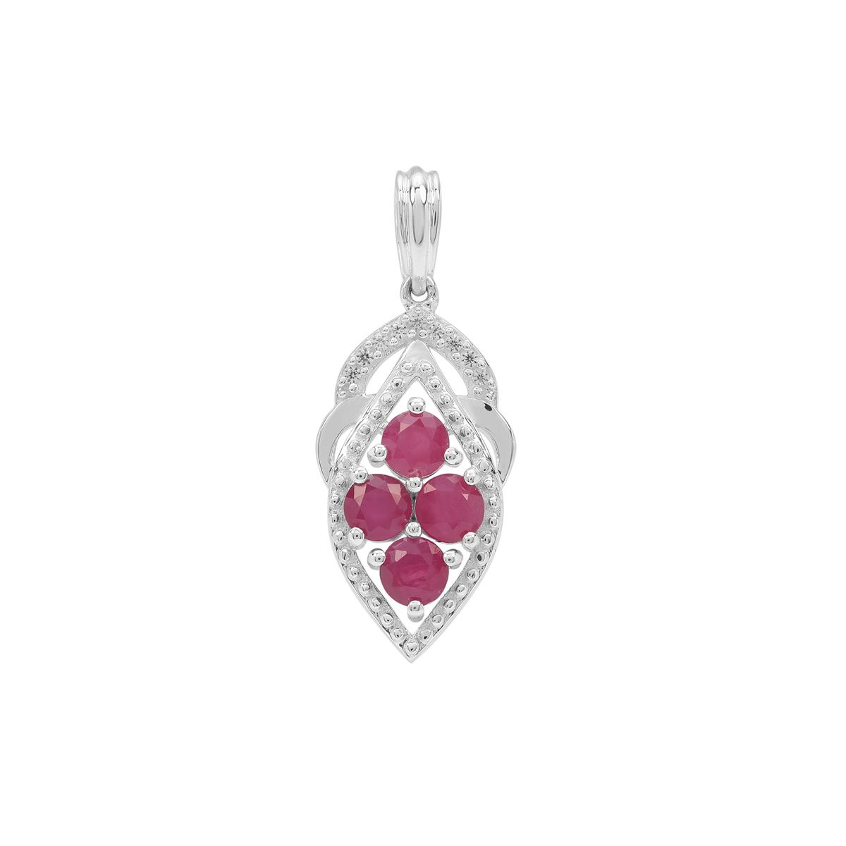 John Saul Ruby Pendant with White Zircon in Sterling Silver 1.55cts ...
