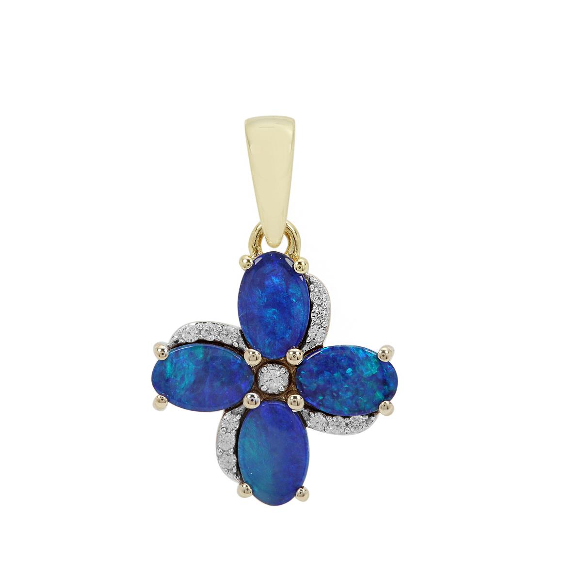 Crystal Opal on Ironstone & White Zircon 9K Gold Pendant | Gemporia
