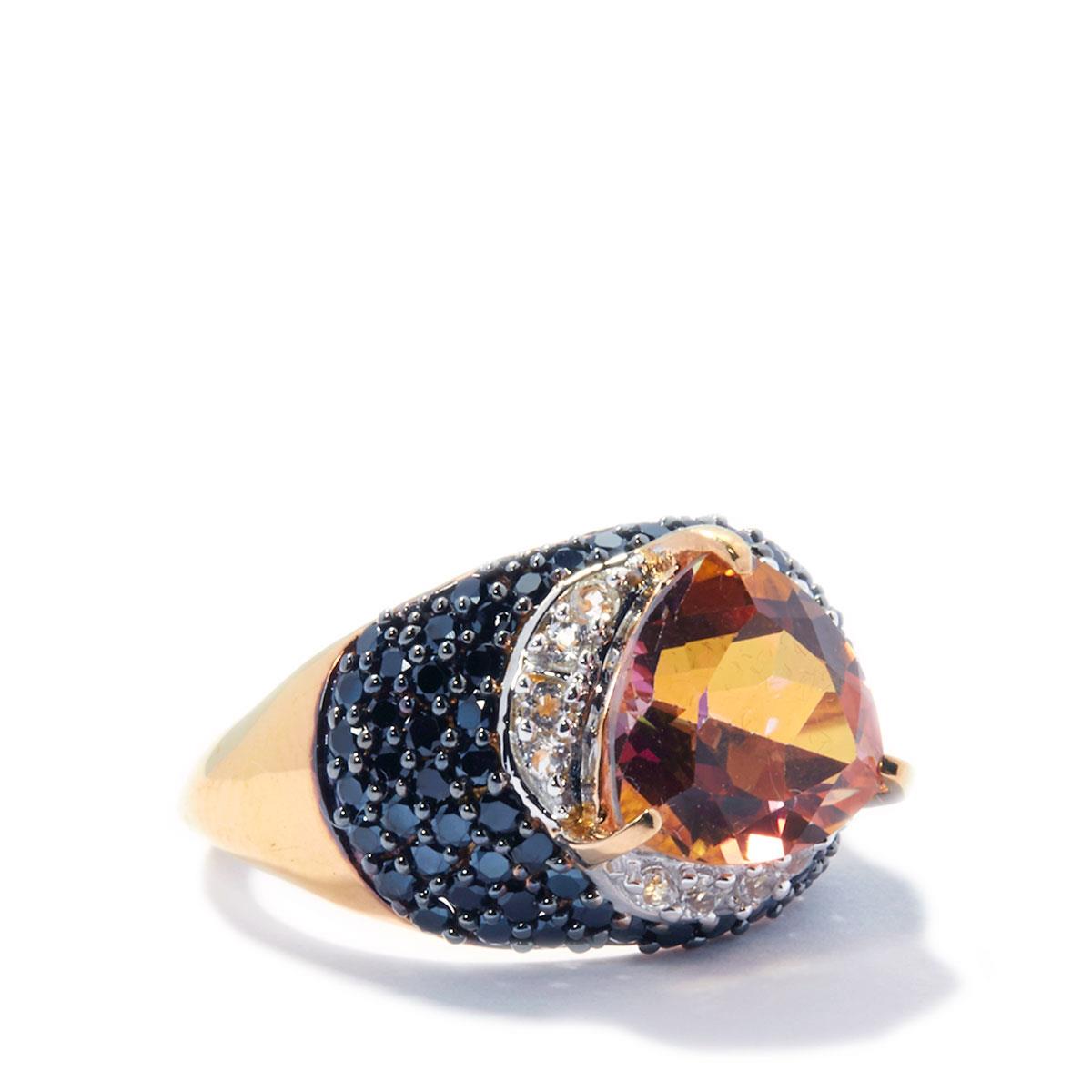 Mystic Twilight Topaz Ring with Black Spinel in Gold Plated Sterling ...