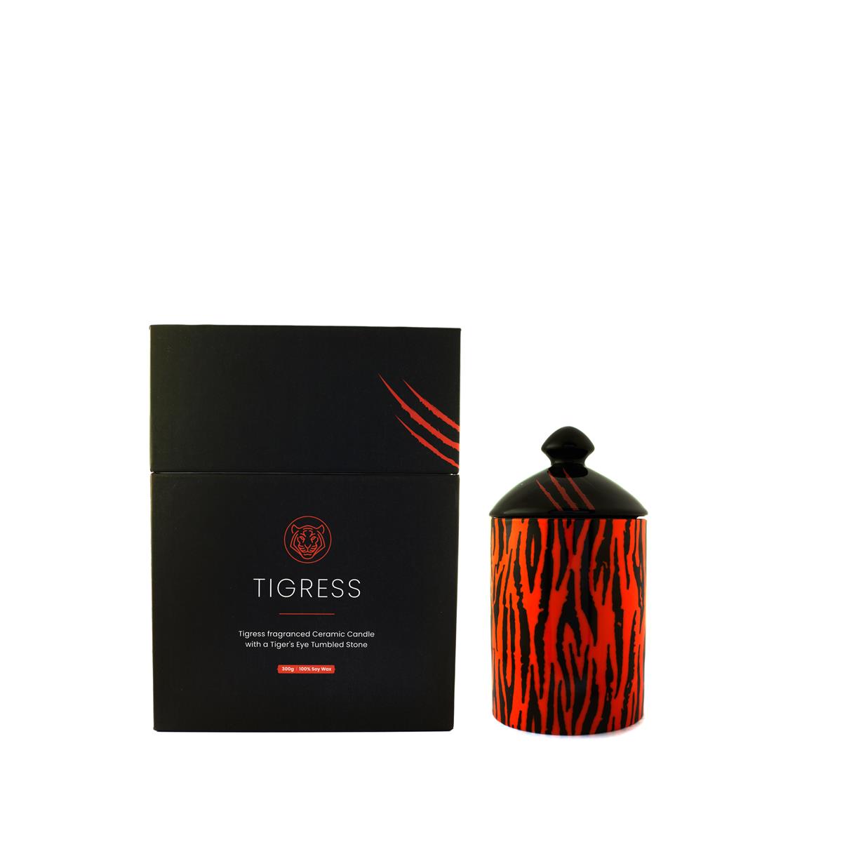 Gem Auras Tigress Ceramic Candle with Tiger's Eye | Gemporia