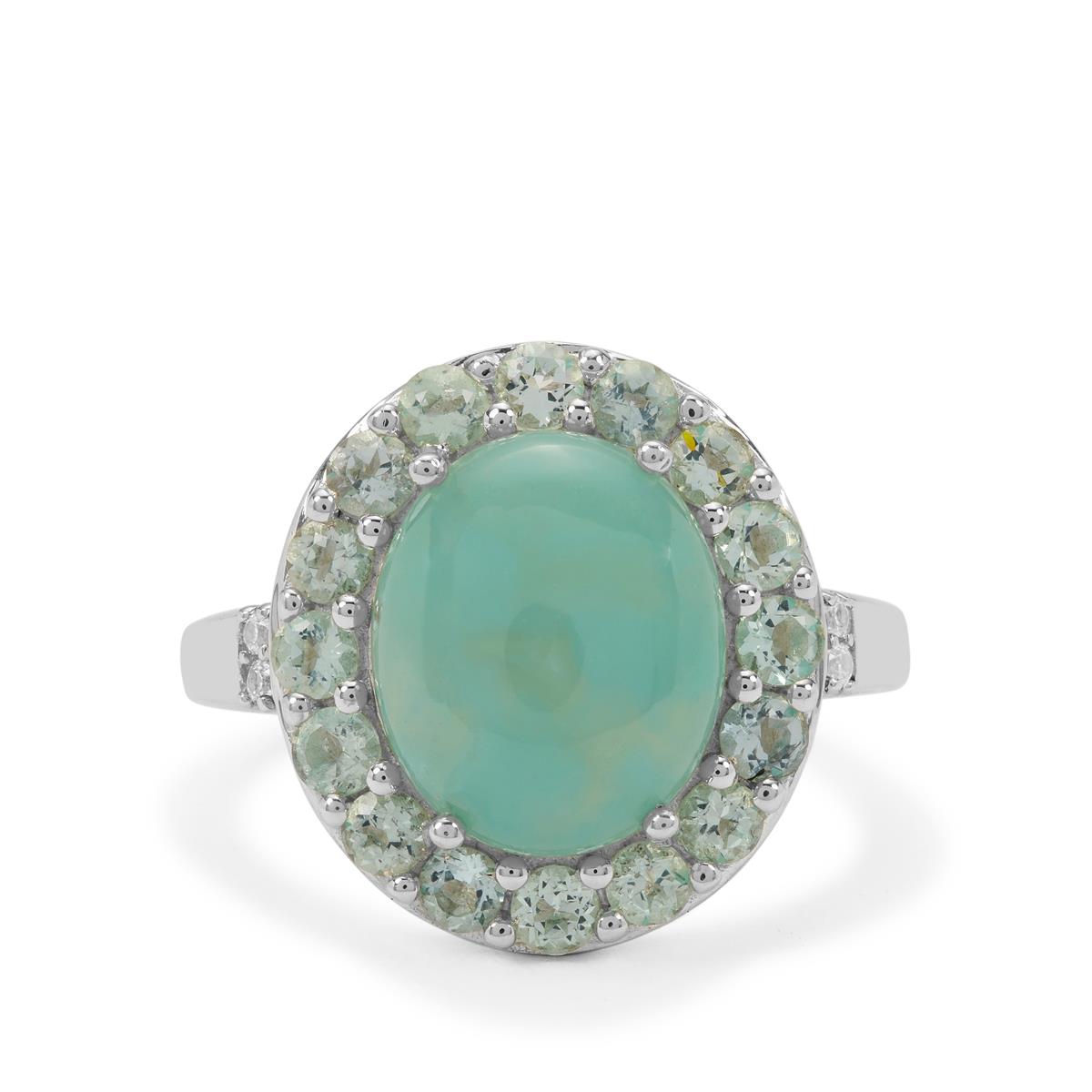 Aquaprase™, Aquaiba™ Beryl Ring with White Zircon in Sterling Silver 5 ...