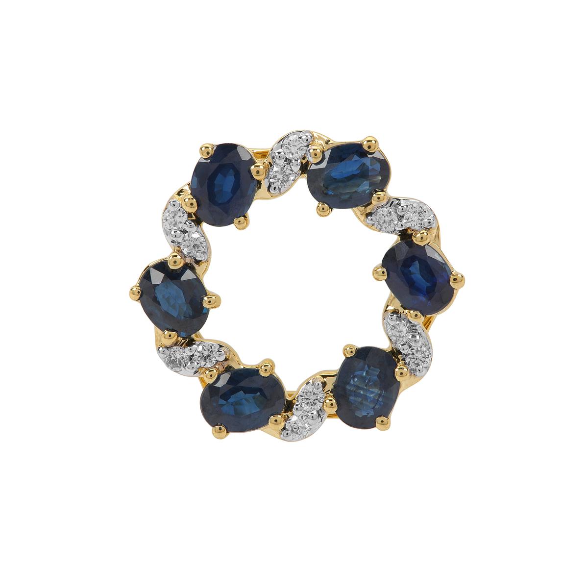 Australian Blue Sapphire & Argyle Diamonds 9K Gold Pendant ATGW 1.50cts ...