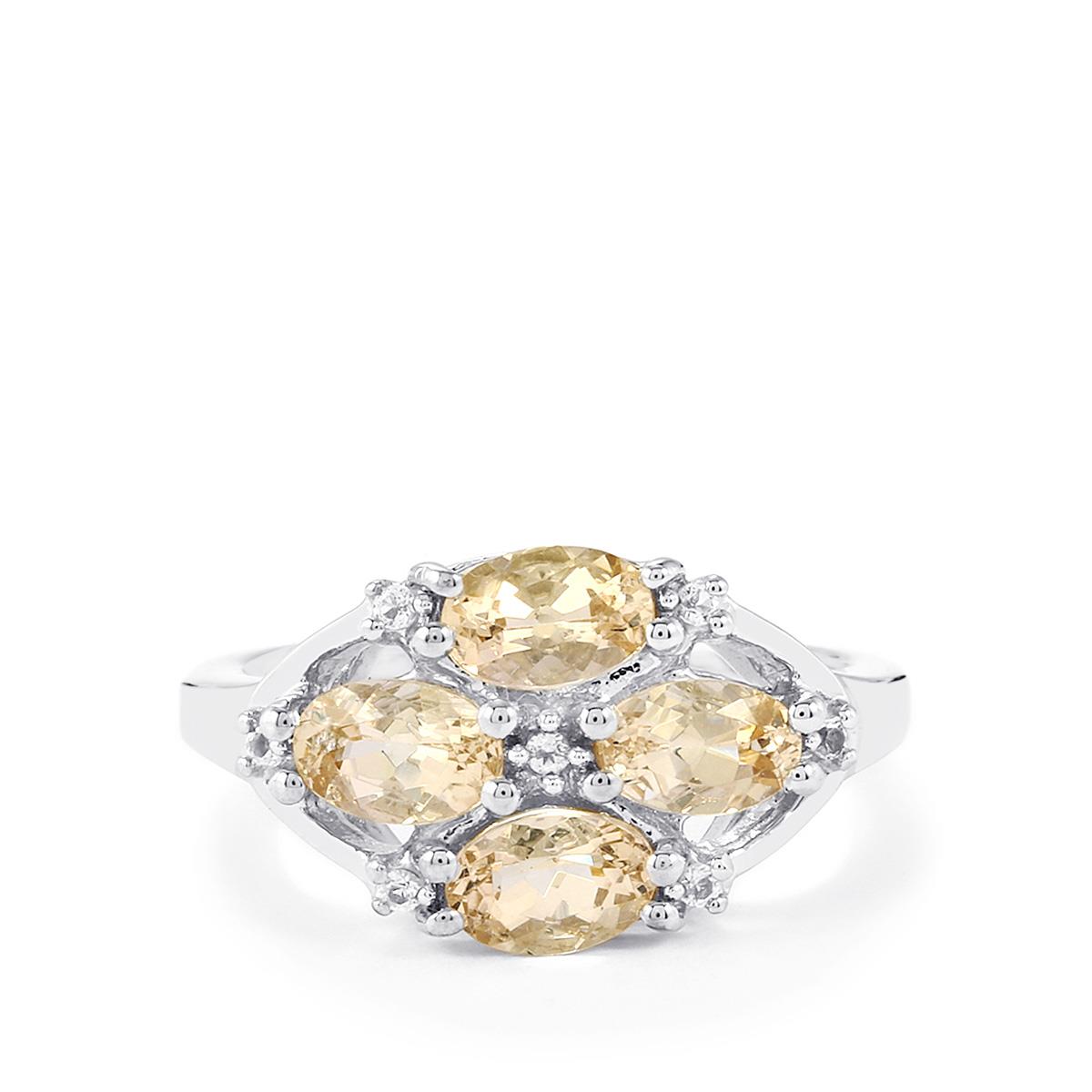 Champagne Danburite Ring with White Topaz in Sterling Silver 1.92cts ...