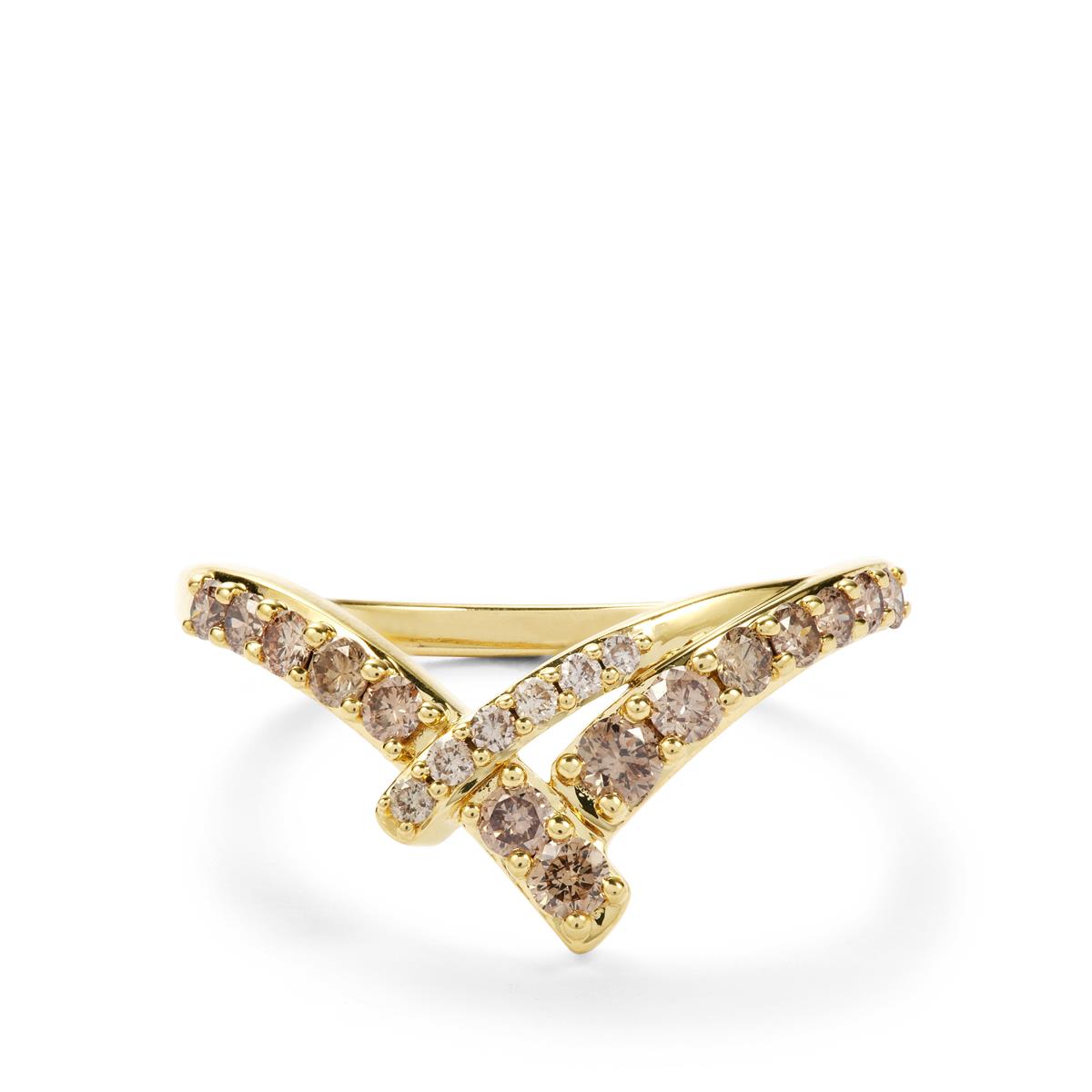 Champagne Diamond Ring with Golden Ivory Diamond in 9K Gold 0.52ct ...