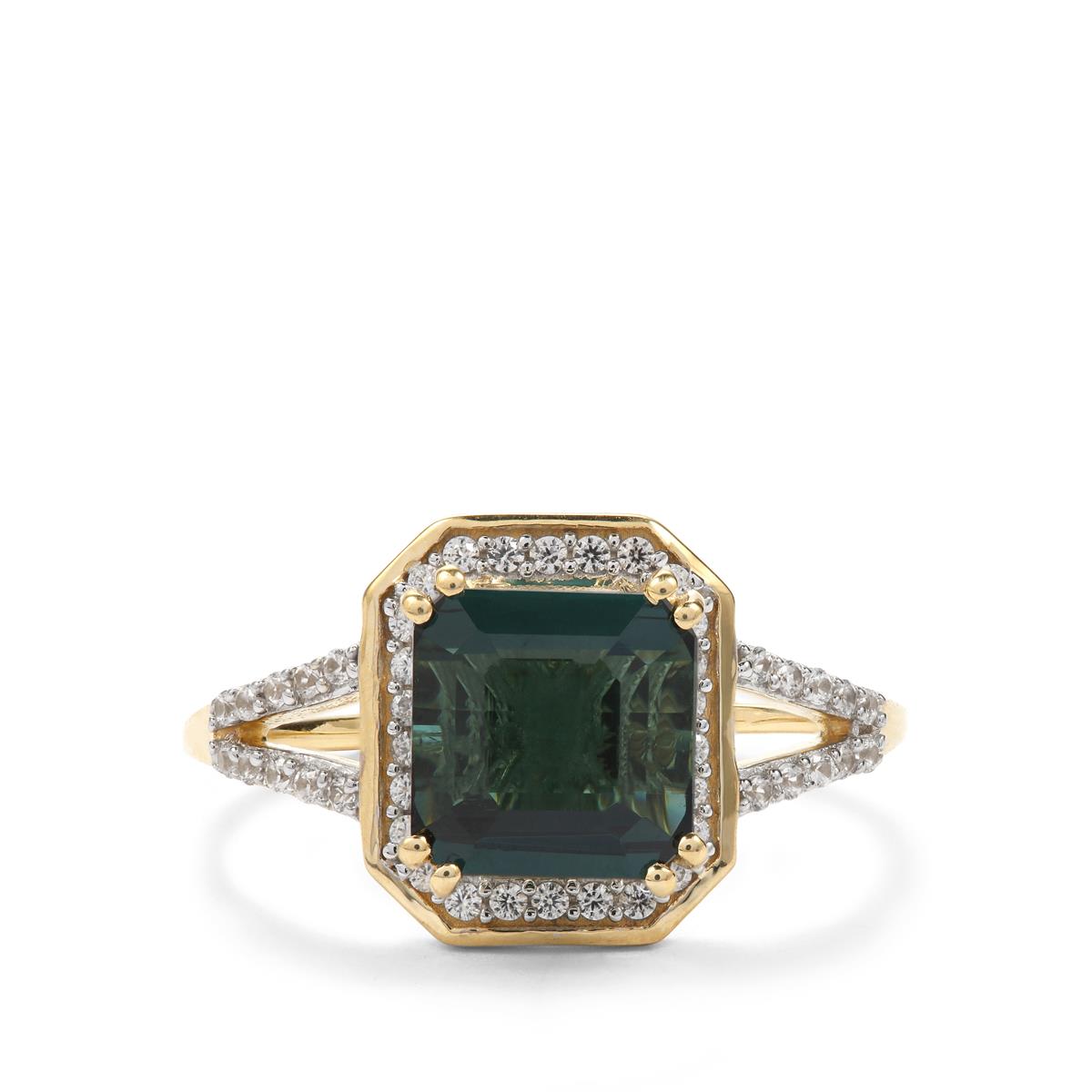 Mutuca Indicolite Ring with White Zircon in 9K Gold 2.50cts | Gemporia