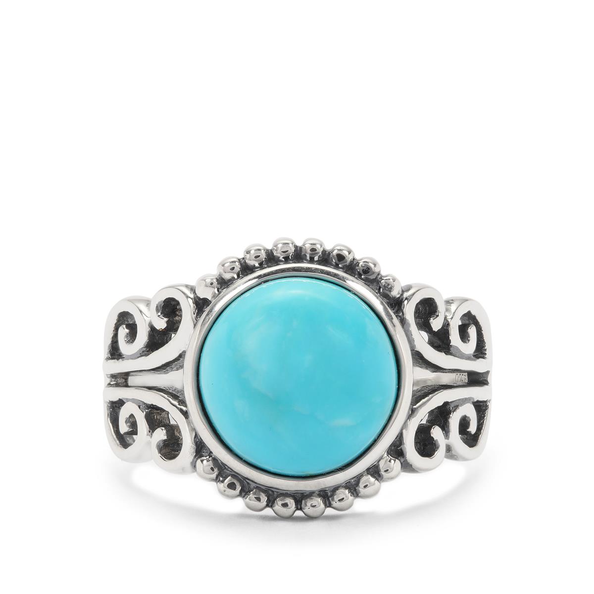 ARMENIAN Turquoise Oxidized Ring in Sterling Silver 3.60cts | Gemporia