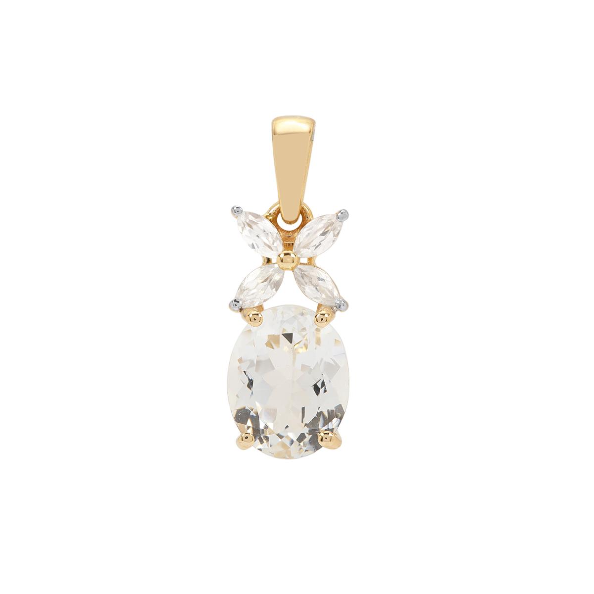 Himalayan Beryl Pendant with White Zircon in 9K Gold 2.65cts | Gemporia