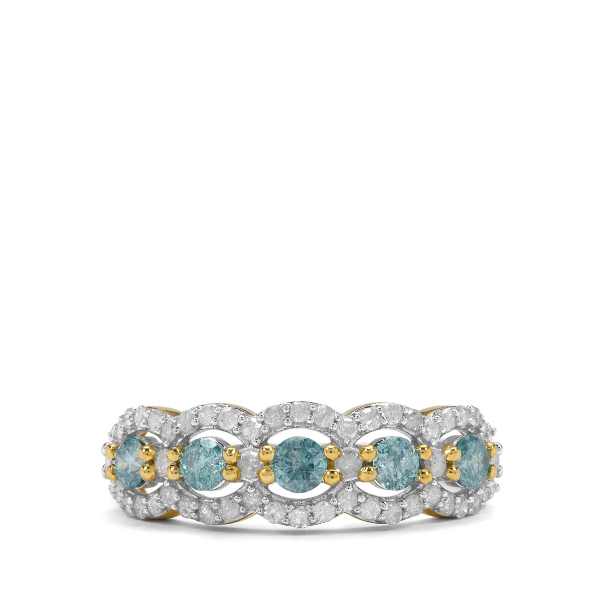 Blue Lagoon Diamond Ring with White Diamond in 9K Gold 1ct | Gemporia