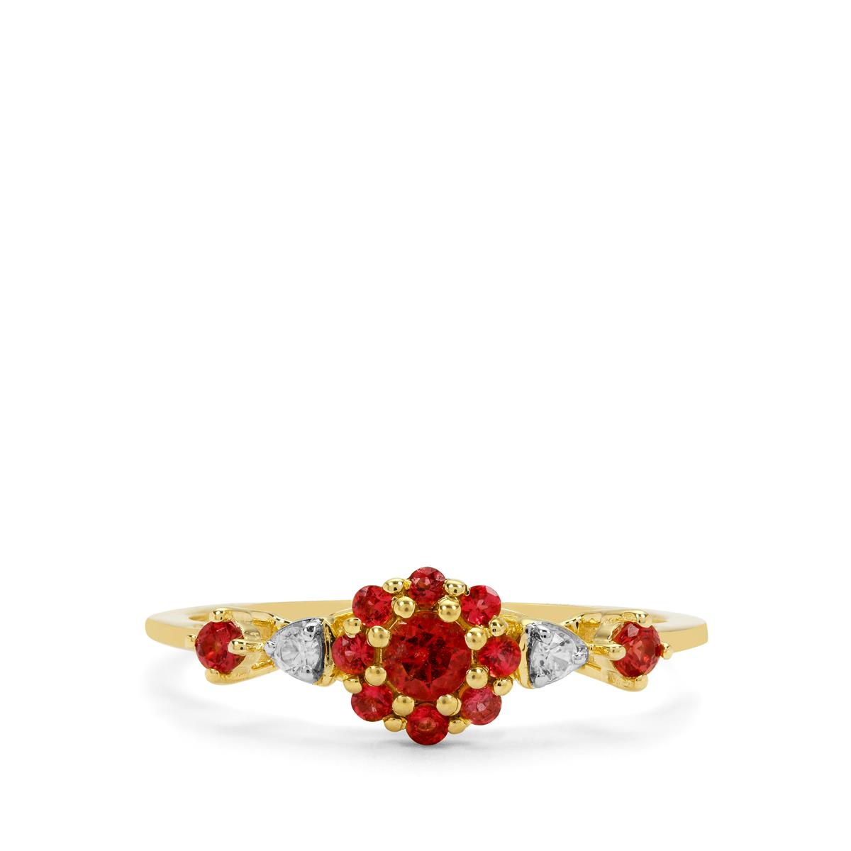 Burmese Padparadscha Colour Spinel Ring with White Zircon in 9K Gold 0 ...