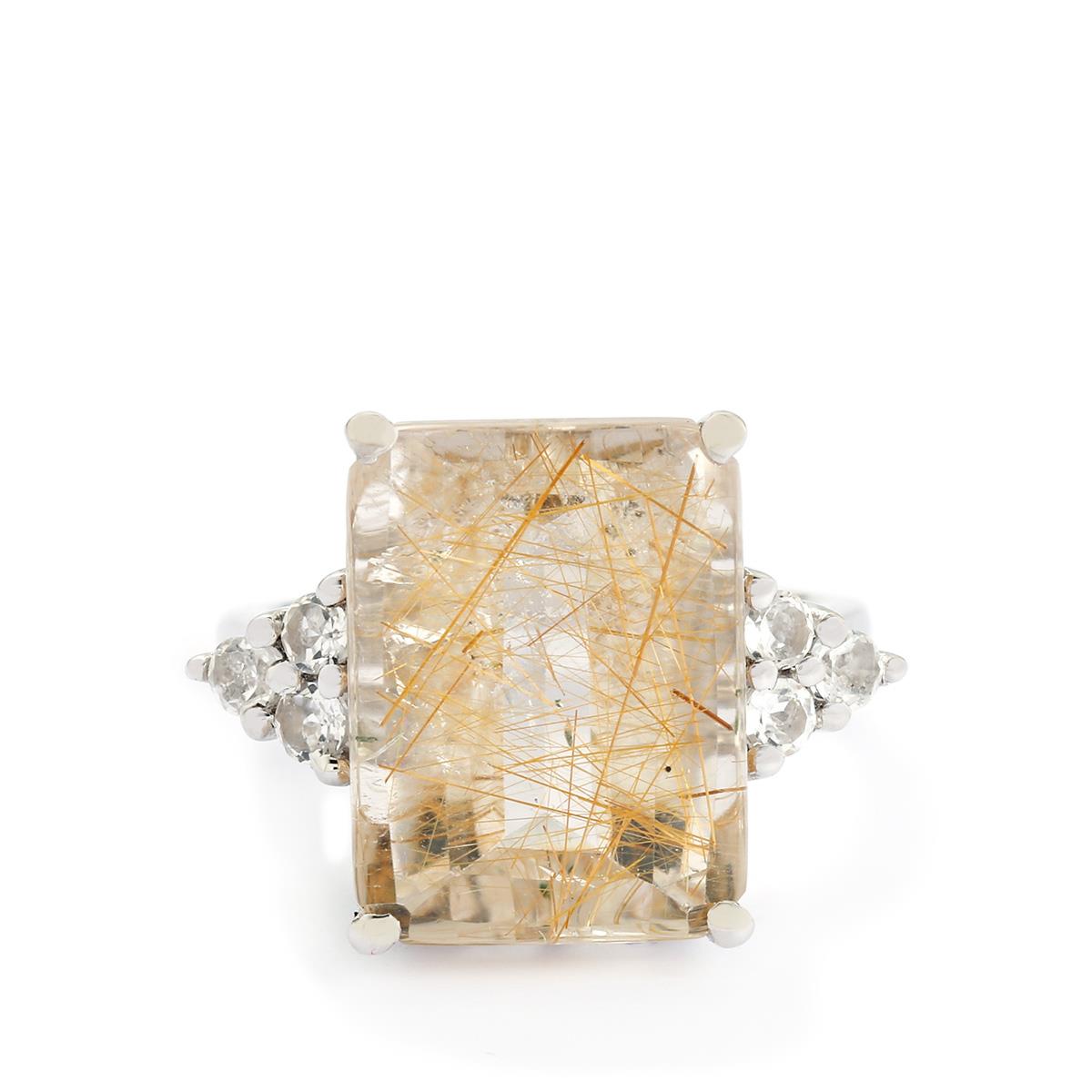Rutilite & White Topaz Sterling Silver Ring ATGW 10.85cts | Gemporia