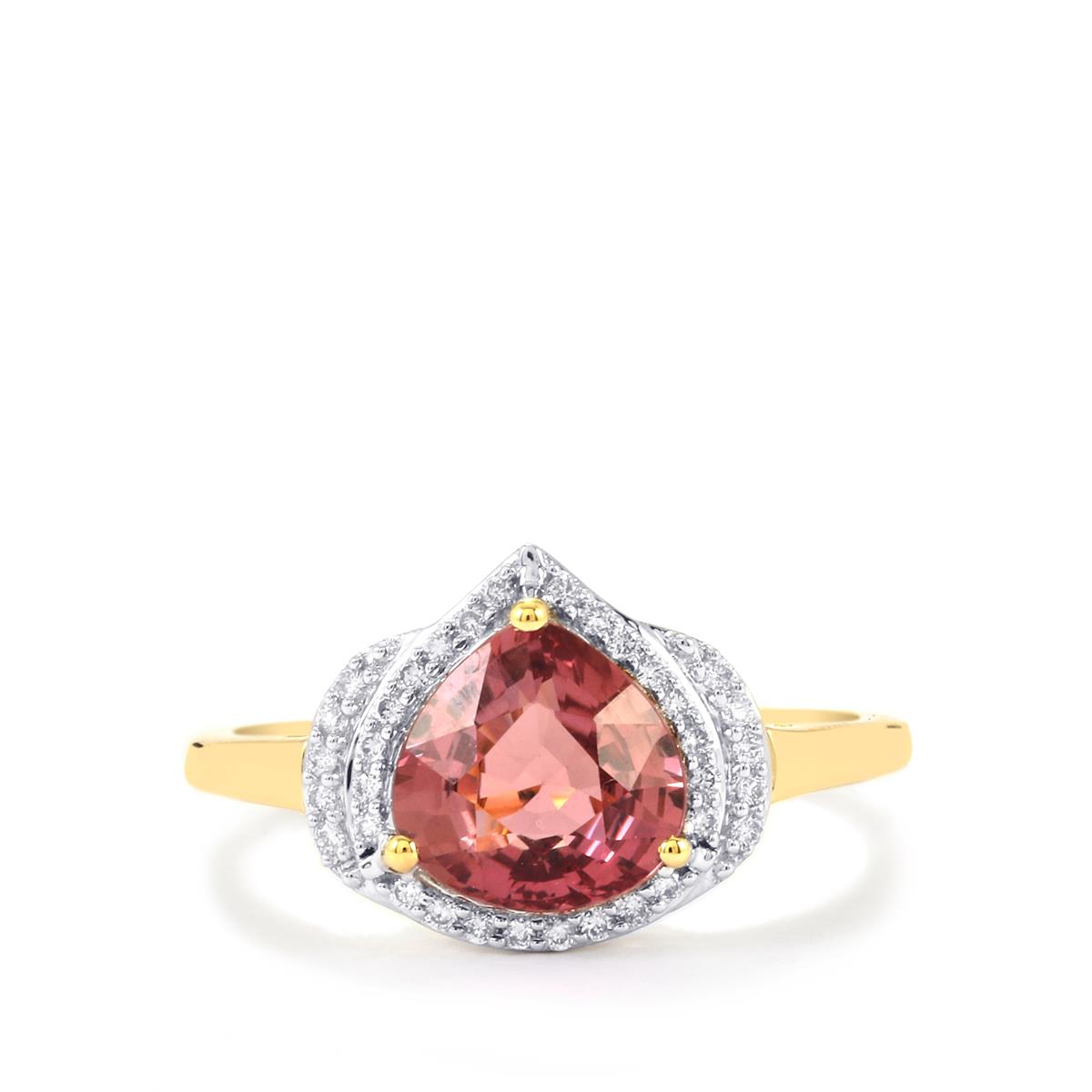 Padparadscha Sapphire Ring with Diamond in 18K Gold 2.49cts | Gemporia