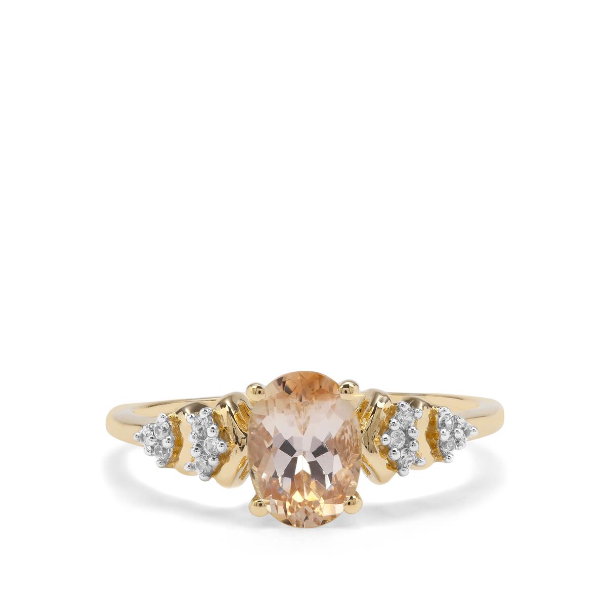 Champagne Danburite Ring with White Zircon in 9K Gold 1.23cts | Gemporia