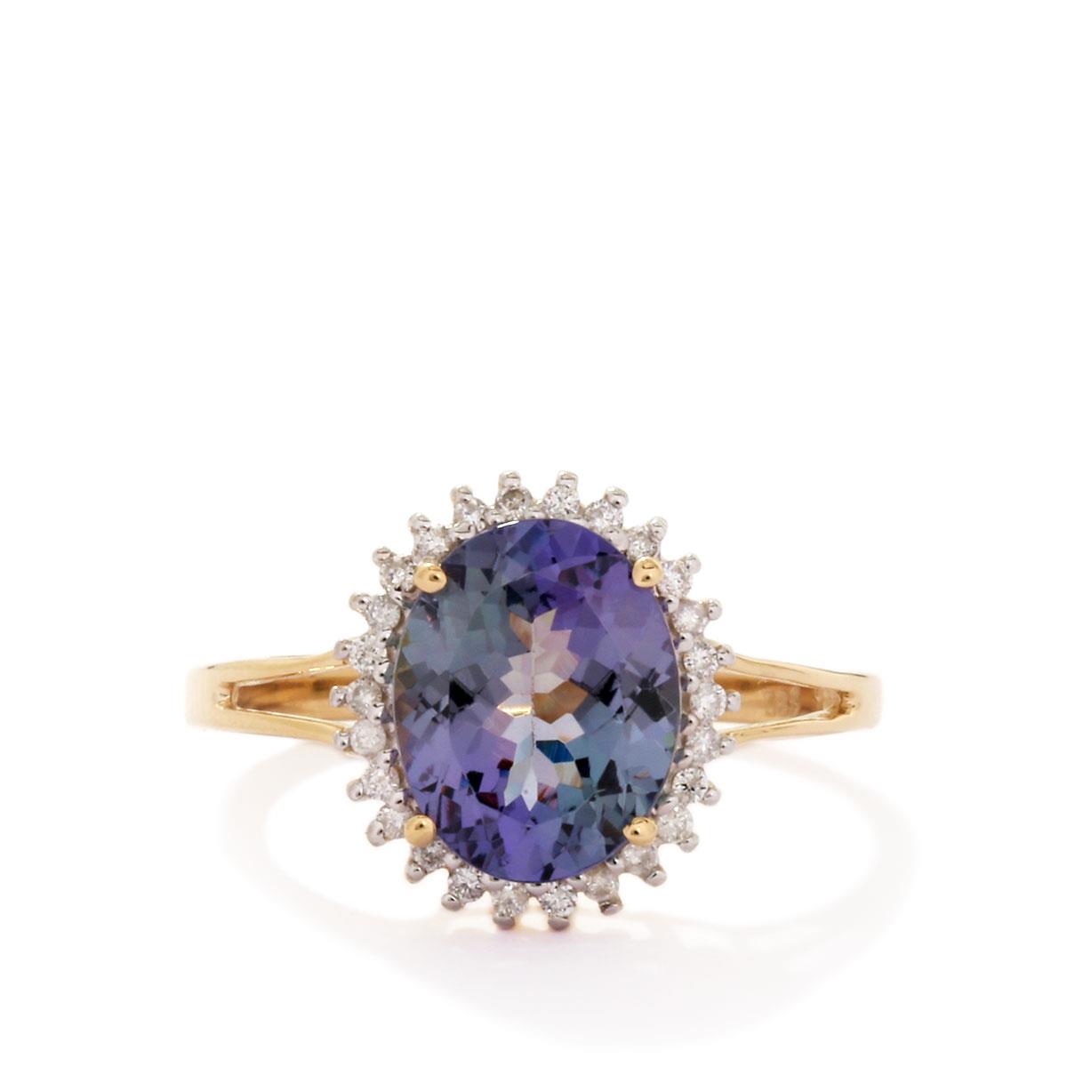 Bi-Colour Tanzanite & Diamond 14k Gold Tomas Rae Ring ATGW 2.95cts ...