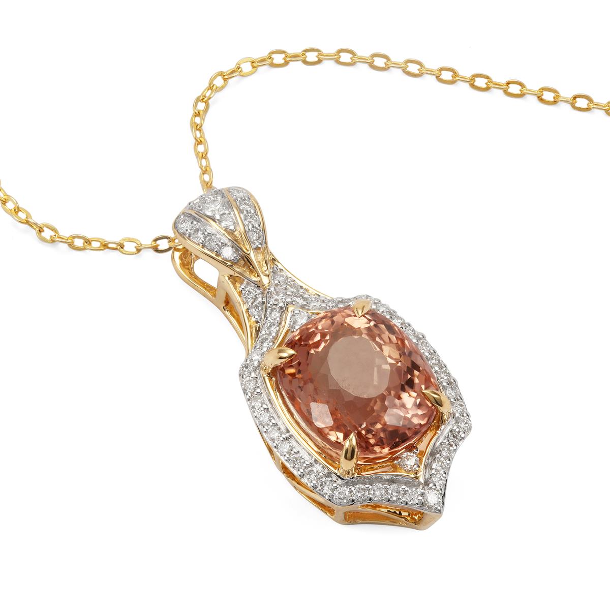 Congo Tourmaline Pendant with Diamond in 18K Gold 5.49cts | Gemporia