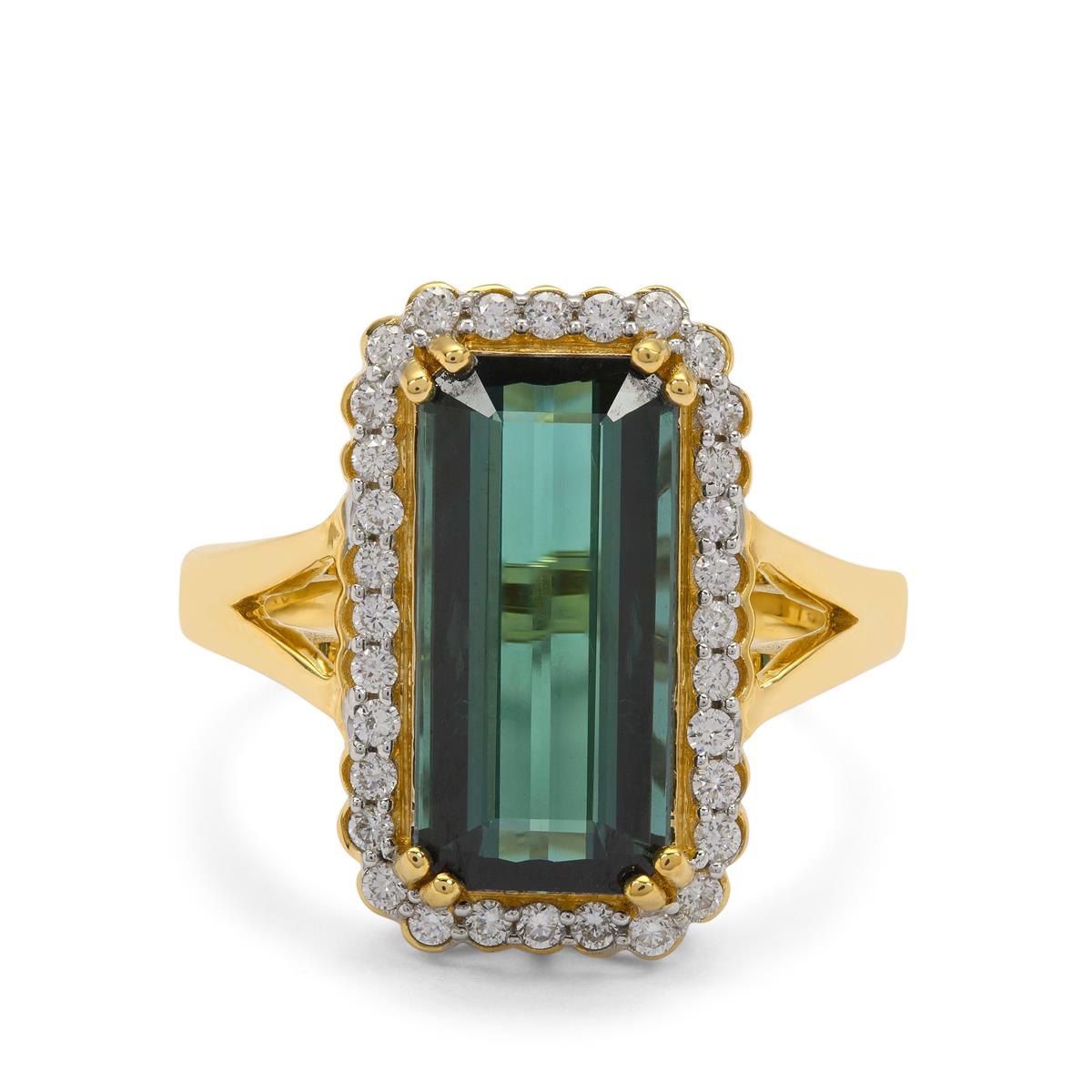 Mutuca Indicolite Ring with Diamonds in 18K Gold 5.37cts | Gemporia