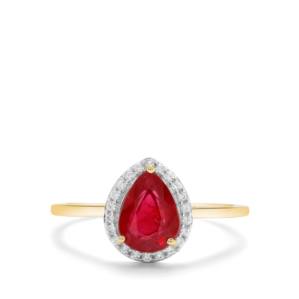 Bemainty Ruby Ring with White Zircon in 9K Gold 1.75cts | Gemporia