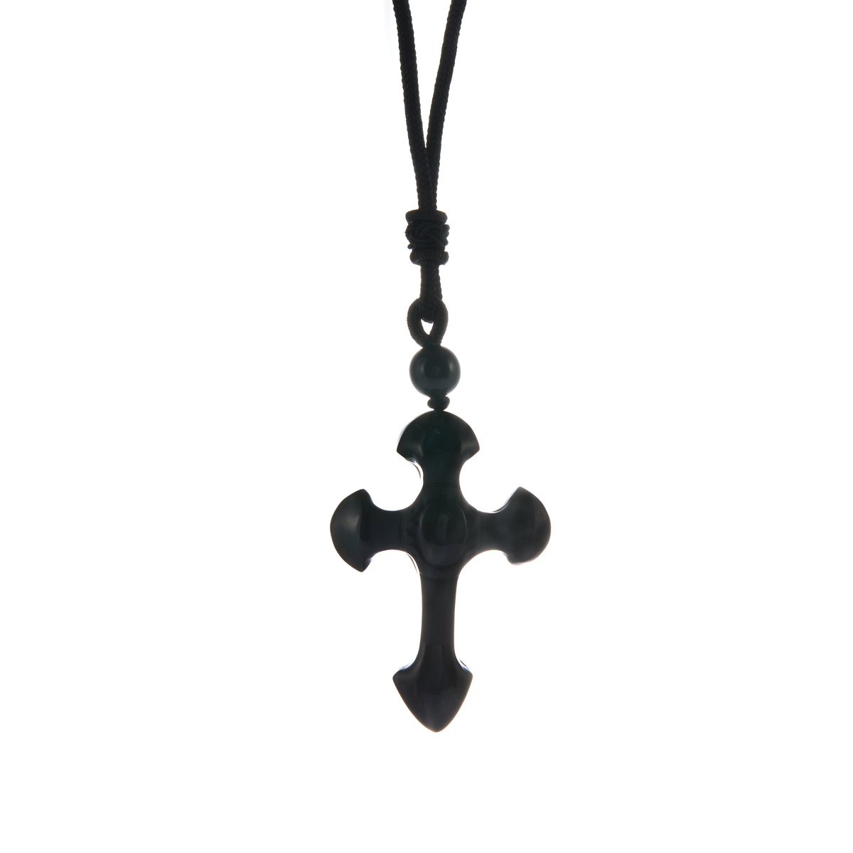 Black Obsidian Cross Adjustable Rope Necklace 54cts | Gemporia