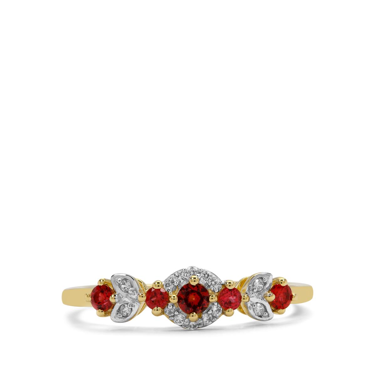 Burmese Padparadscha Colour Spinel Ring with White Zircon in 9K Gold 0 ...