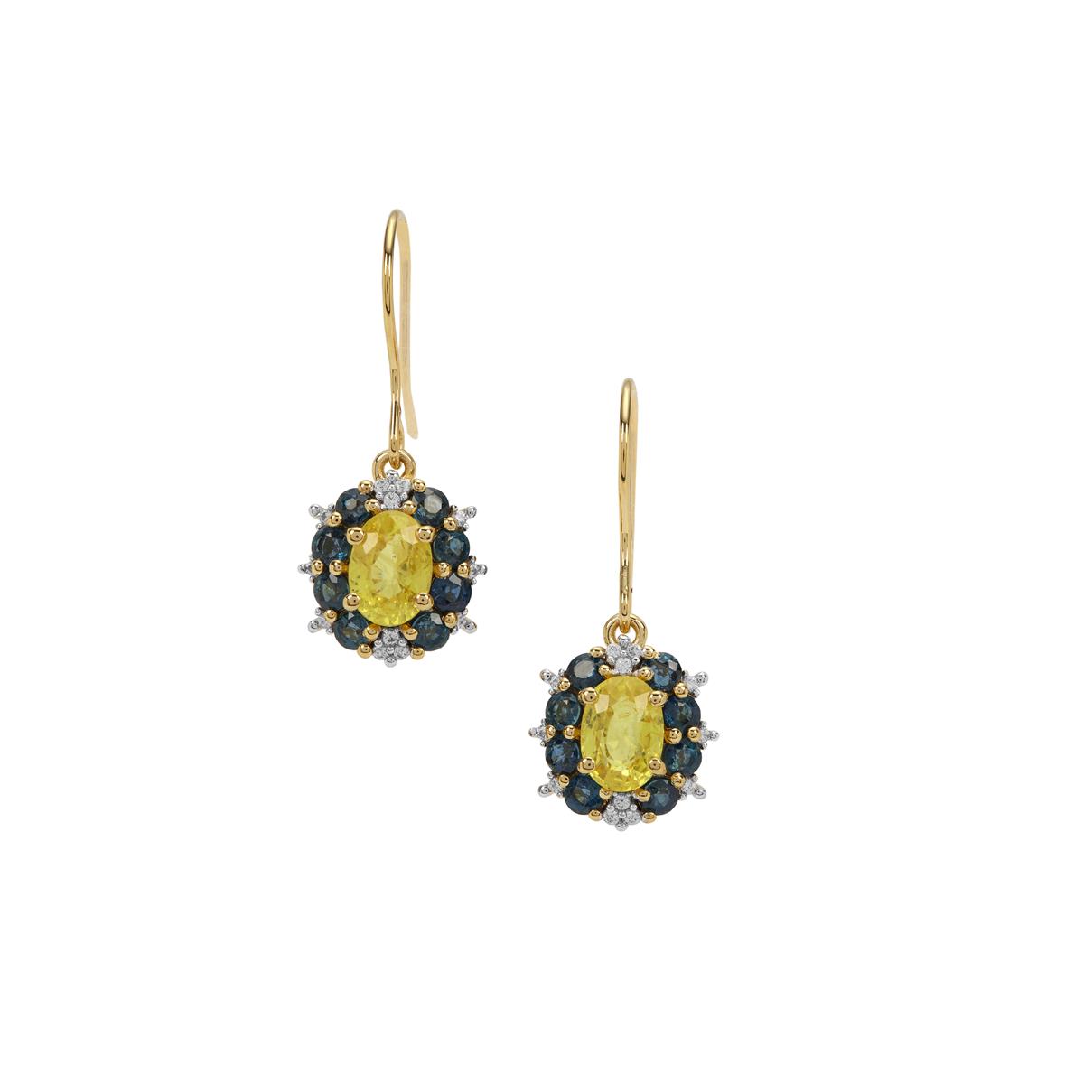 Nigerian Yellow Sapphire, Natural Nigerian Blue Sapphire Earrings with ...