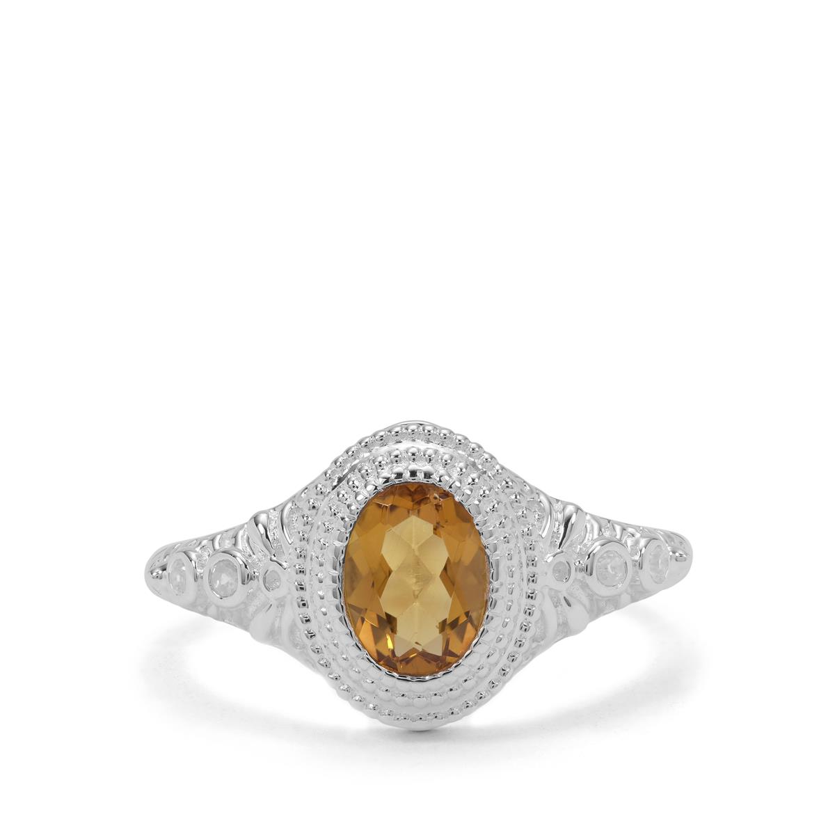 Scapolite Ring with White Zircon in Sterling Silver 0.78ct | Gemporia