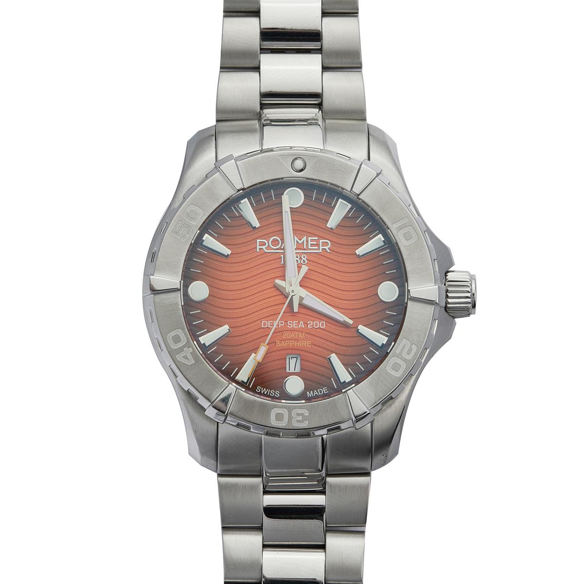 Deep Sea 200 Orange Dial Steel Watch in Stainless Steel | Gemporia