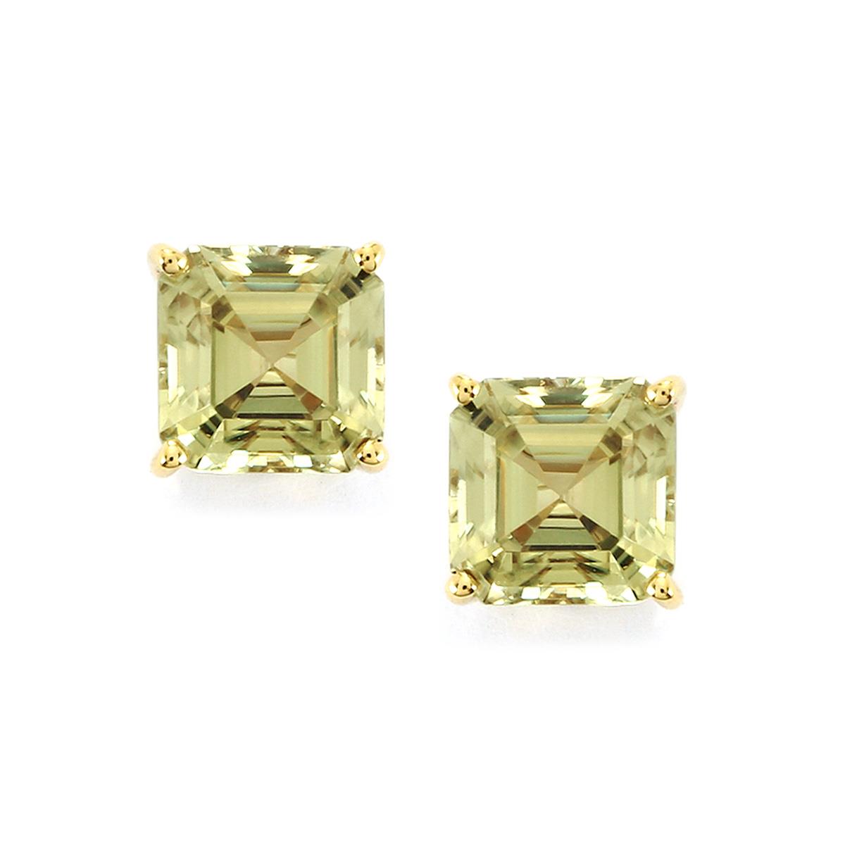 Asscher Cut Csarite® Earrings in 14K Gold 2.88cts | Gemporia