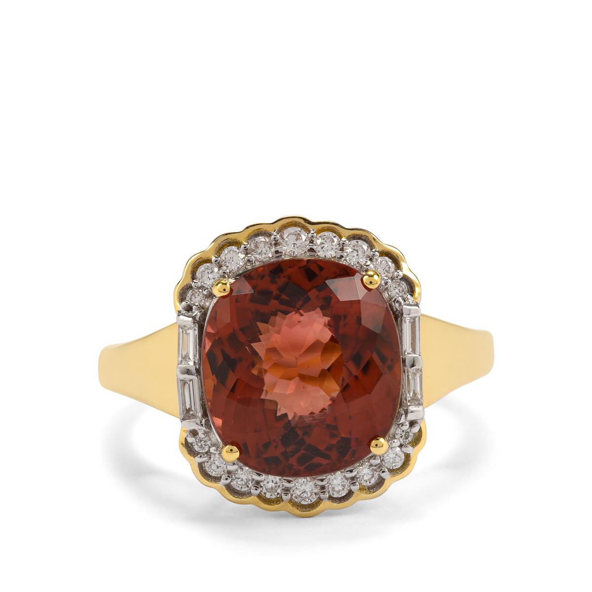 Congo Tourmaline Ring with Diamond in 18K Gold 5.98cts | Gemporia