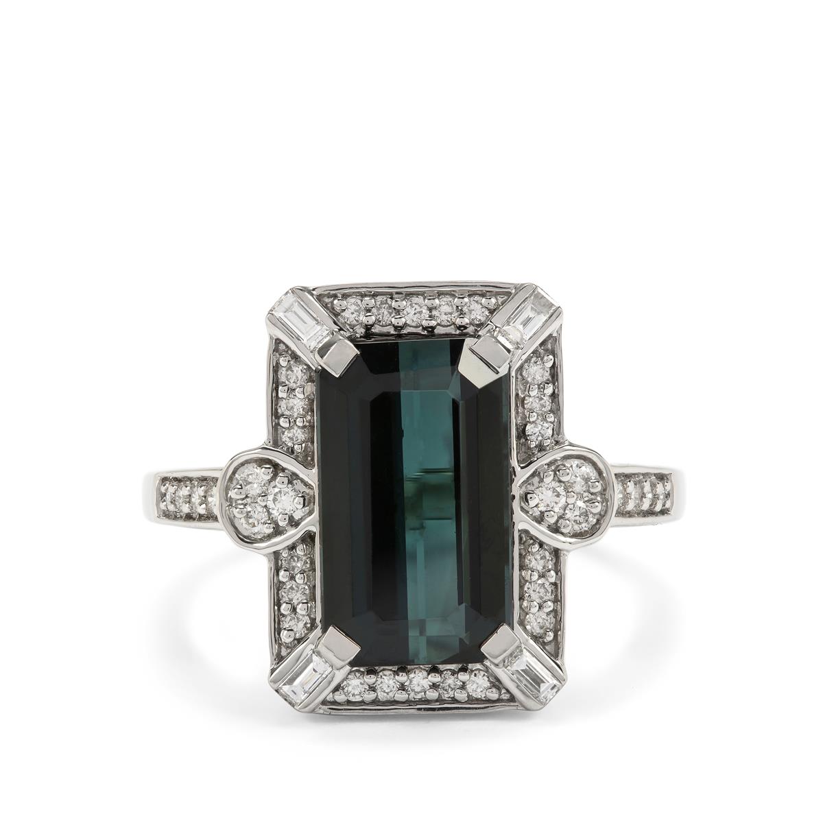 Mutuca Indicolite Ring with Diamond in Platinum 950 4.48cts | Gemporia