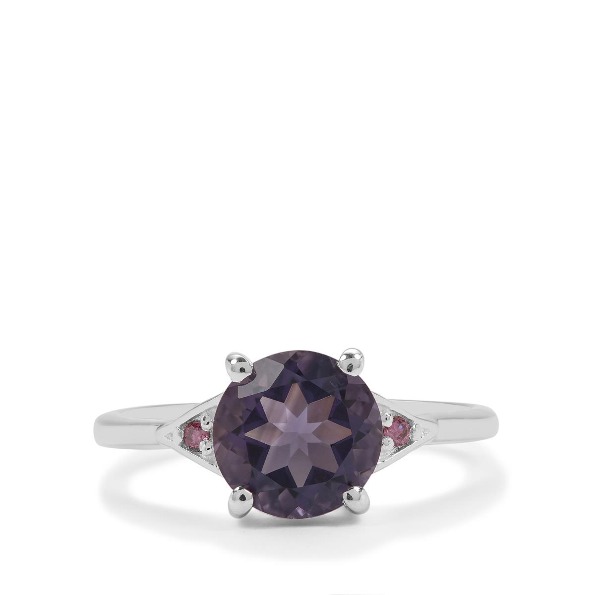 Blueberry Quartz Ring with Purple Diamond in Sterling Silver 1.80cts ...