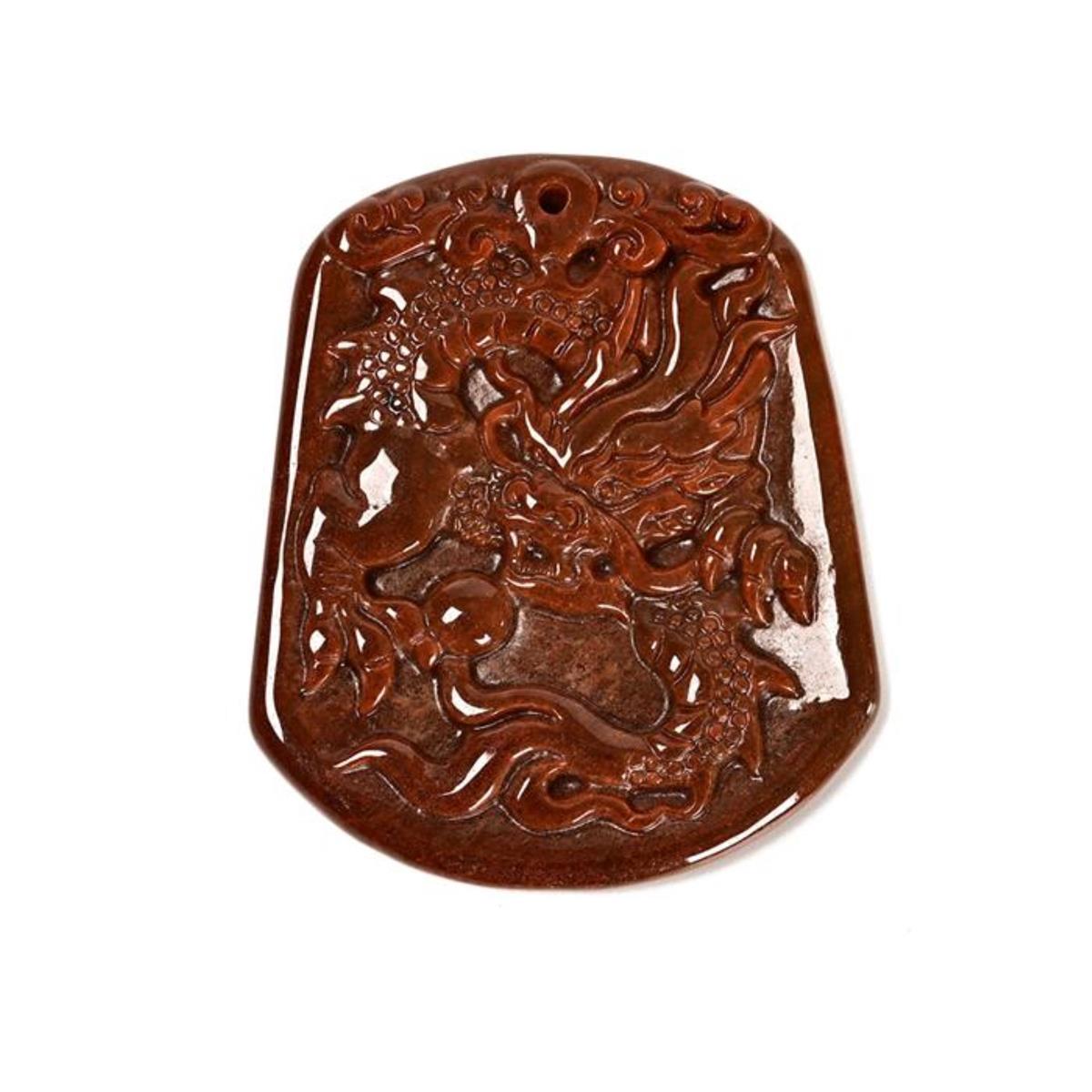 The Dragon & The Pearl Burmese Fei Cui Grade A Red Jadeite Carving ...