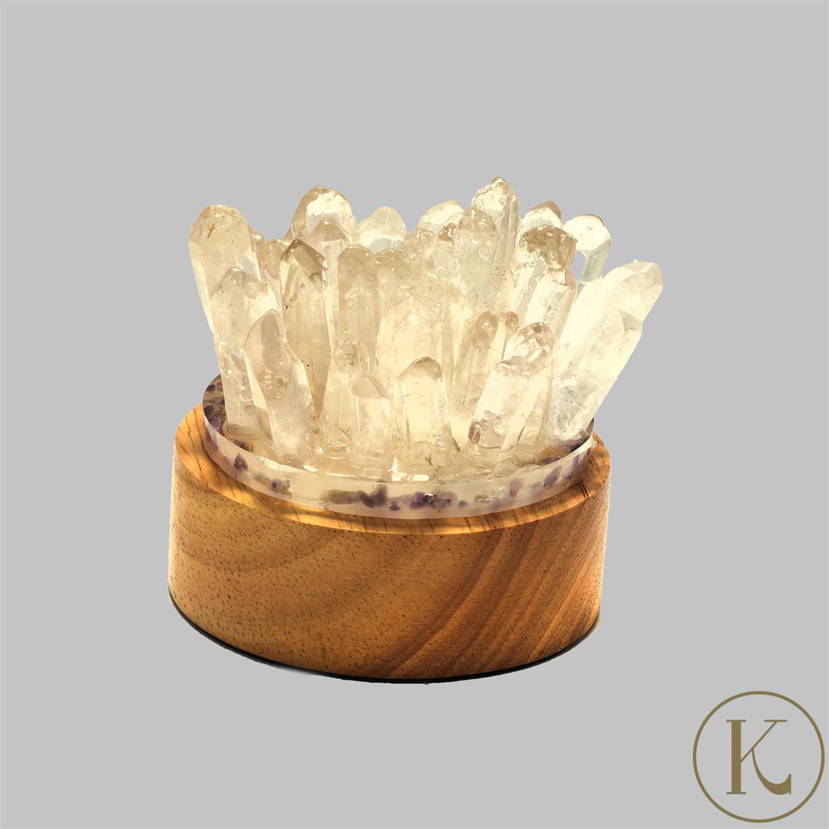 Kimbie Home Clear Quartz Cluster Lamp With USB 1370cts | Gemporia