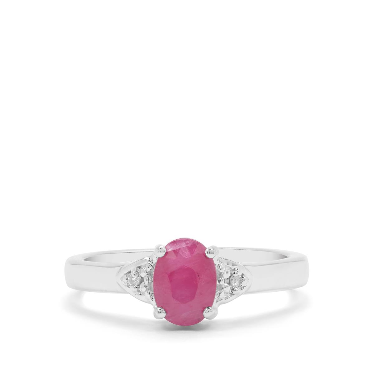 Kenyan Ruby & Diamond Sterling Silver Ring ATGW 1.07cts | Gemporia