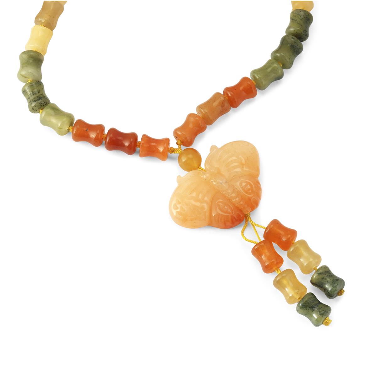 Golden Silk Quartzite Jade Carved Butterfly Necklace 421cts | Gemporia