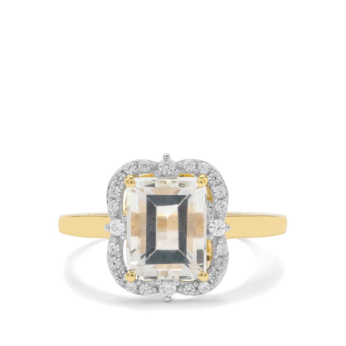 Himalayan Beryl Ring with White Zircon in 9K Gold 2.35cts | Gemporia