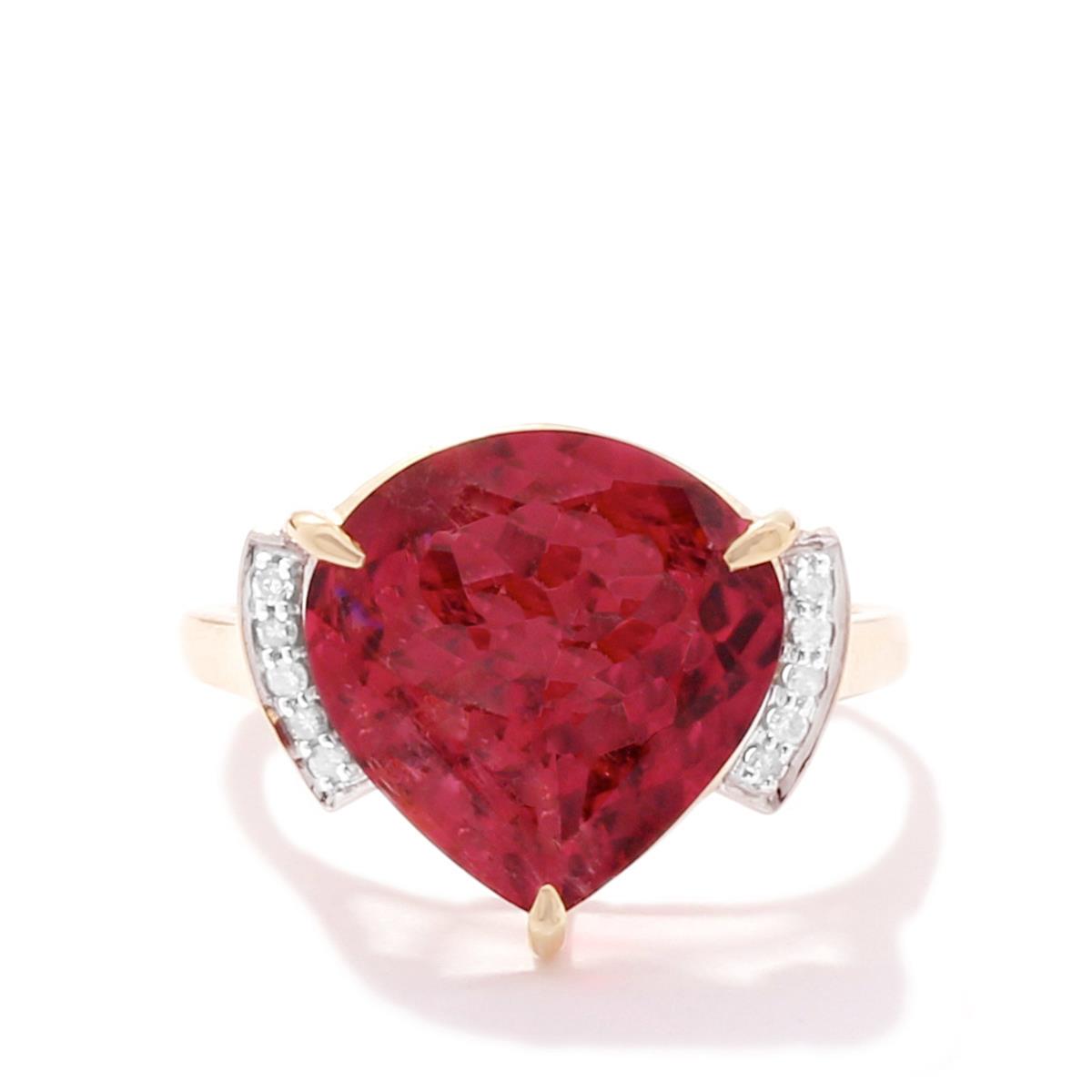 Pink Tourmaline & Diamond 9K Gold Tomas Rae Ring ATGW 5.82cts | Gemporia