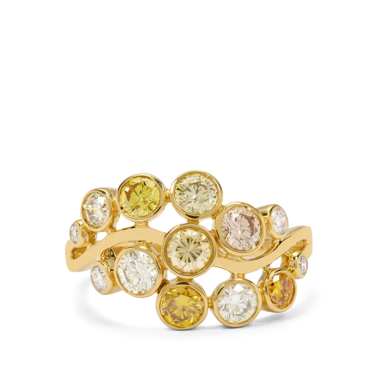 White, Multi-Colour Diamonds Ring in 18K Gold 1.50cts | Gemporia
