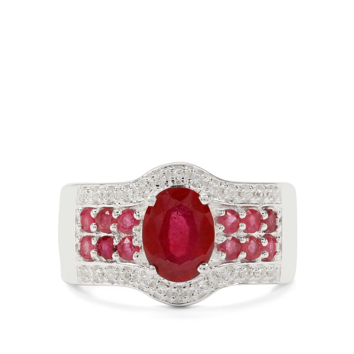 Bemainty Ruby Ring with White Zircon in Sterling Silver 2.60cts | Gemporia