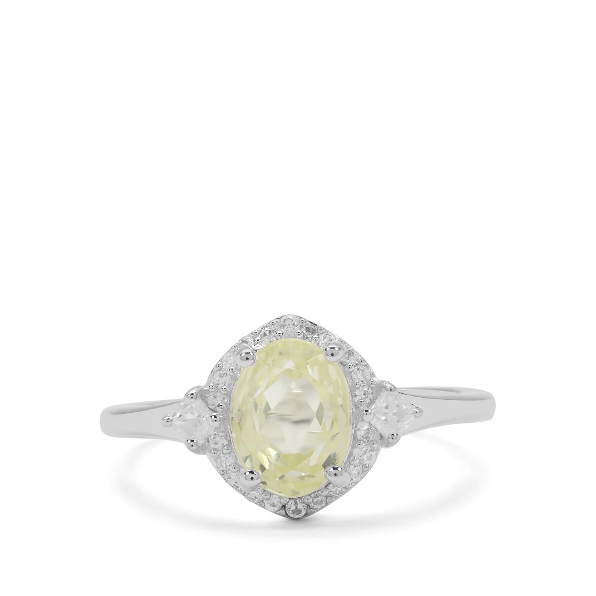 Minas Novas Hiddenite Ring with White Zircon in Sterling Silver 2.15cts ...
