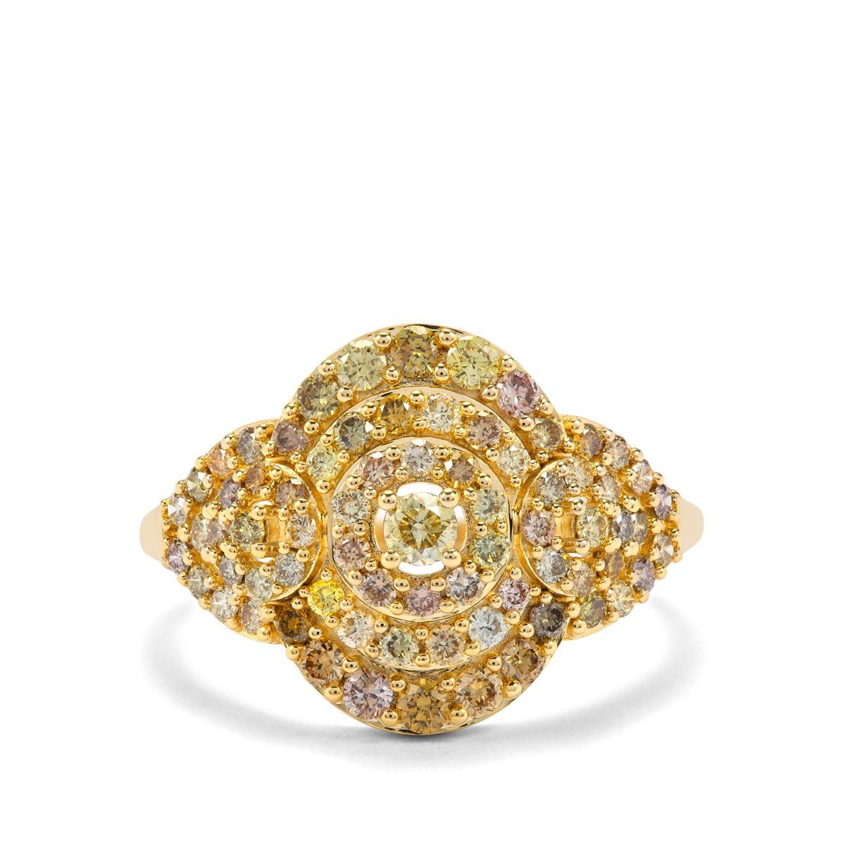 Multi-Colour Natural Brazilian Diamond Ring in 9K Gold 1ct | Gemporia