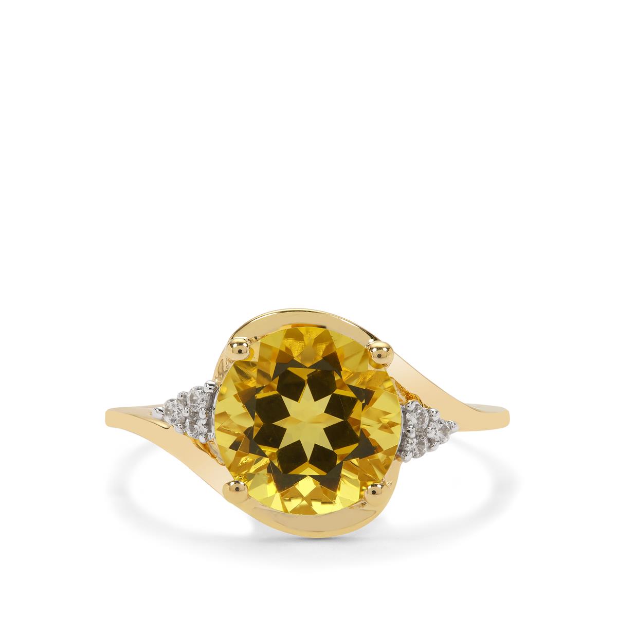 Xia Heliodor Ring with White Zircon in 9K Gold 2.60cts | Gemporia