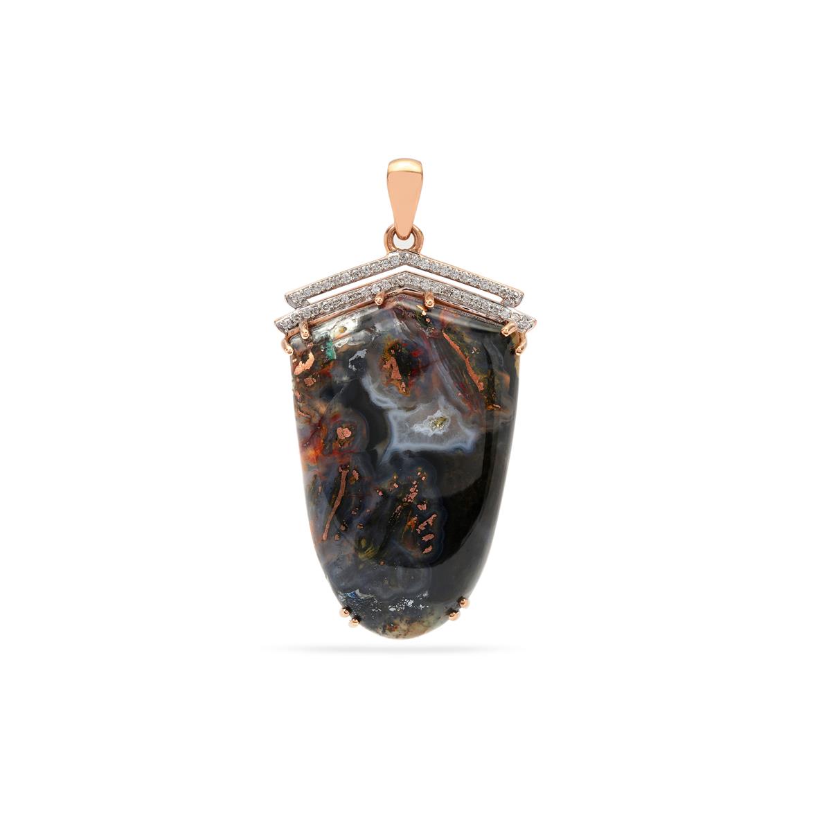 Aquadite Noir Pendant with Diamond in 18K Rose Gold 66.75cts | Gemporia