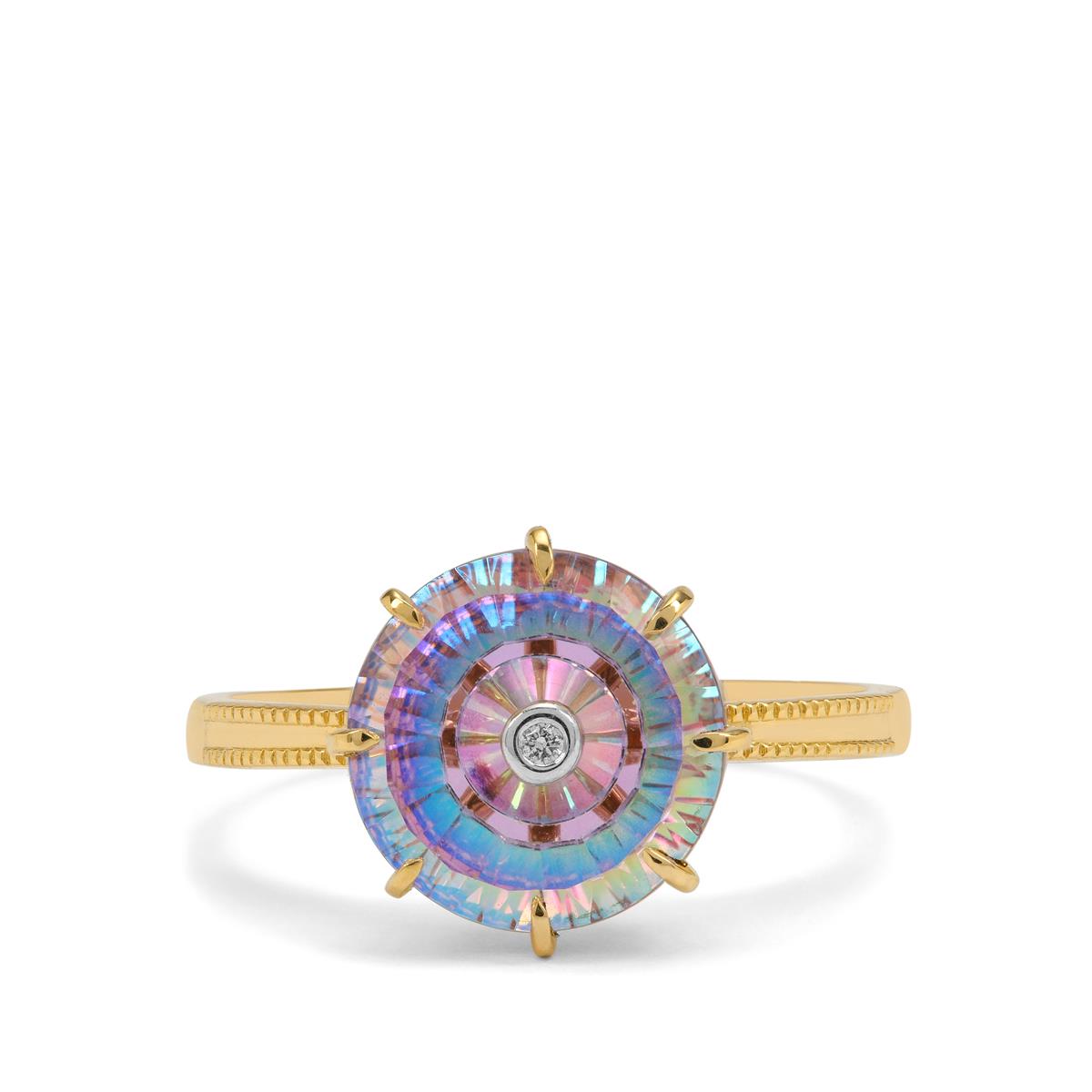 Lehrer Torus Ring Aurora Topaz Ring with Diamond in 9K Gold 3.45cts ...
