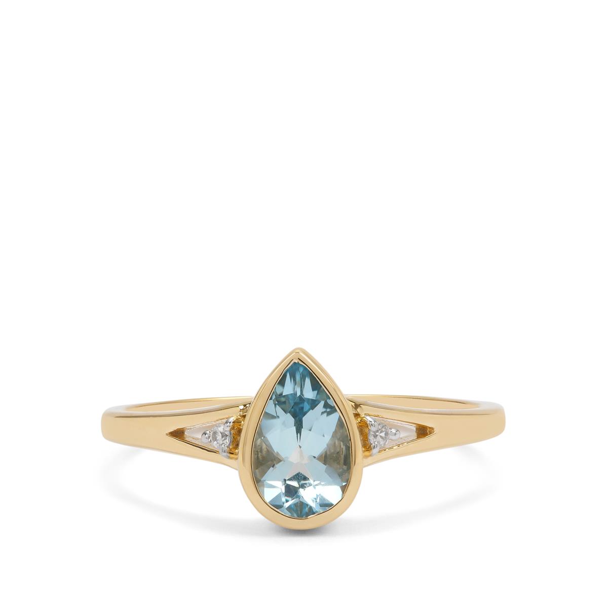 Santa Maria Aquamarine Ring with White Zircon in 9K Gold 0.65cts | Gemporia