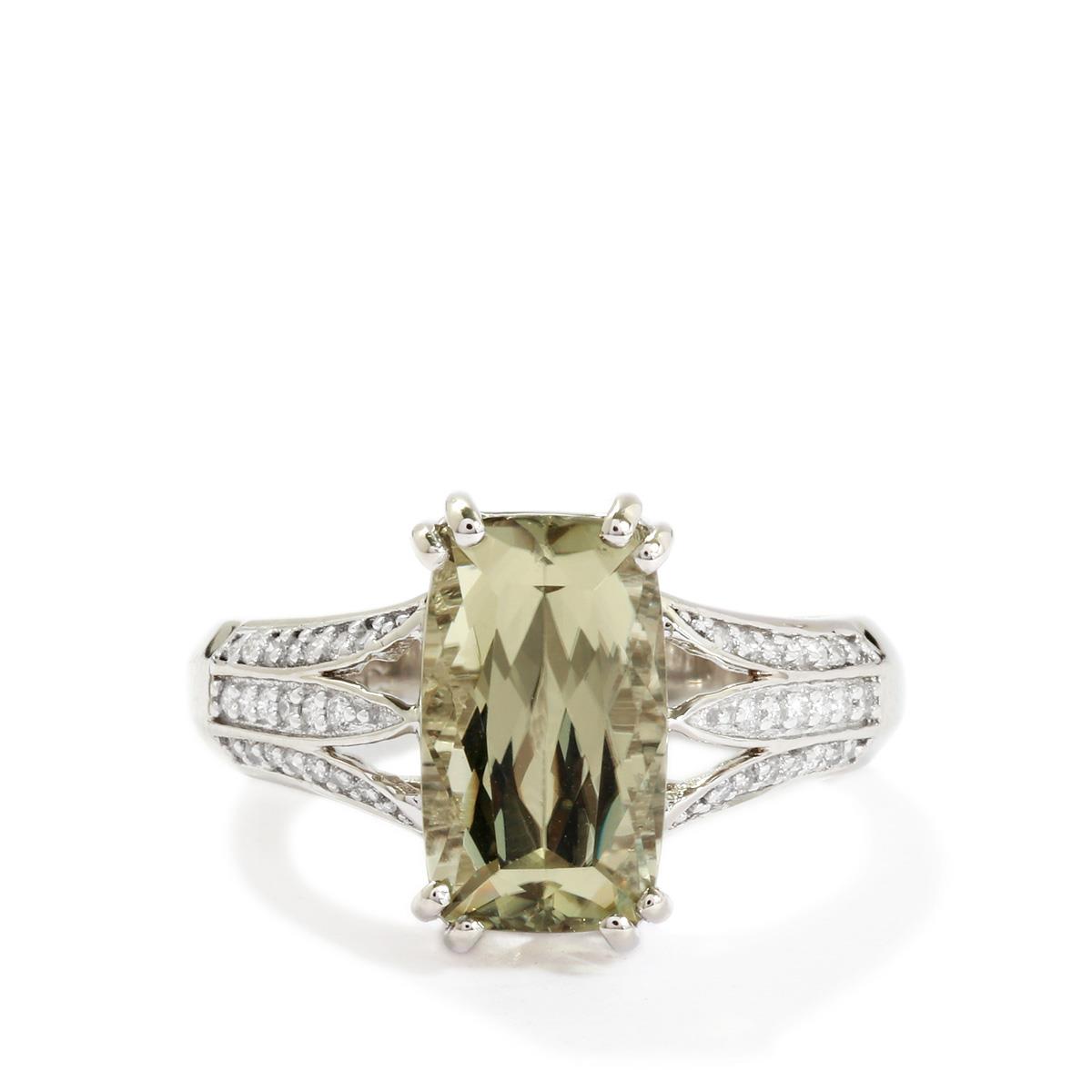 Csarite & Diamond 18k White Gold Ring MTGW 3.79cts | Gemporia