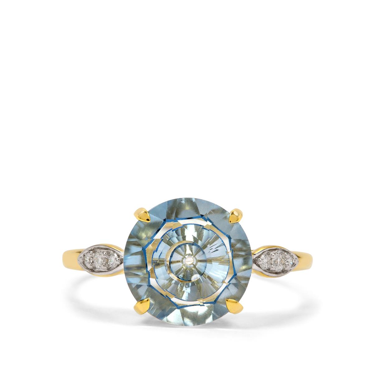 Lehrer Quasar Cut Snow Topaz Ring with Diamond in 9K Gold 3.57cts ...