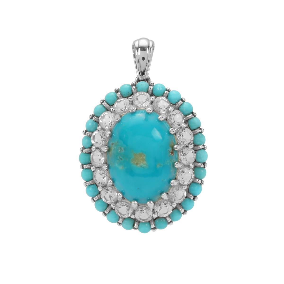 Armenian Turquoise, Sleeping Beauty Turquoise Pendant with White Topaz ...