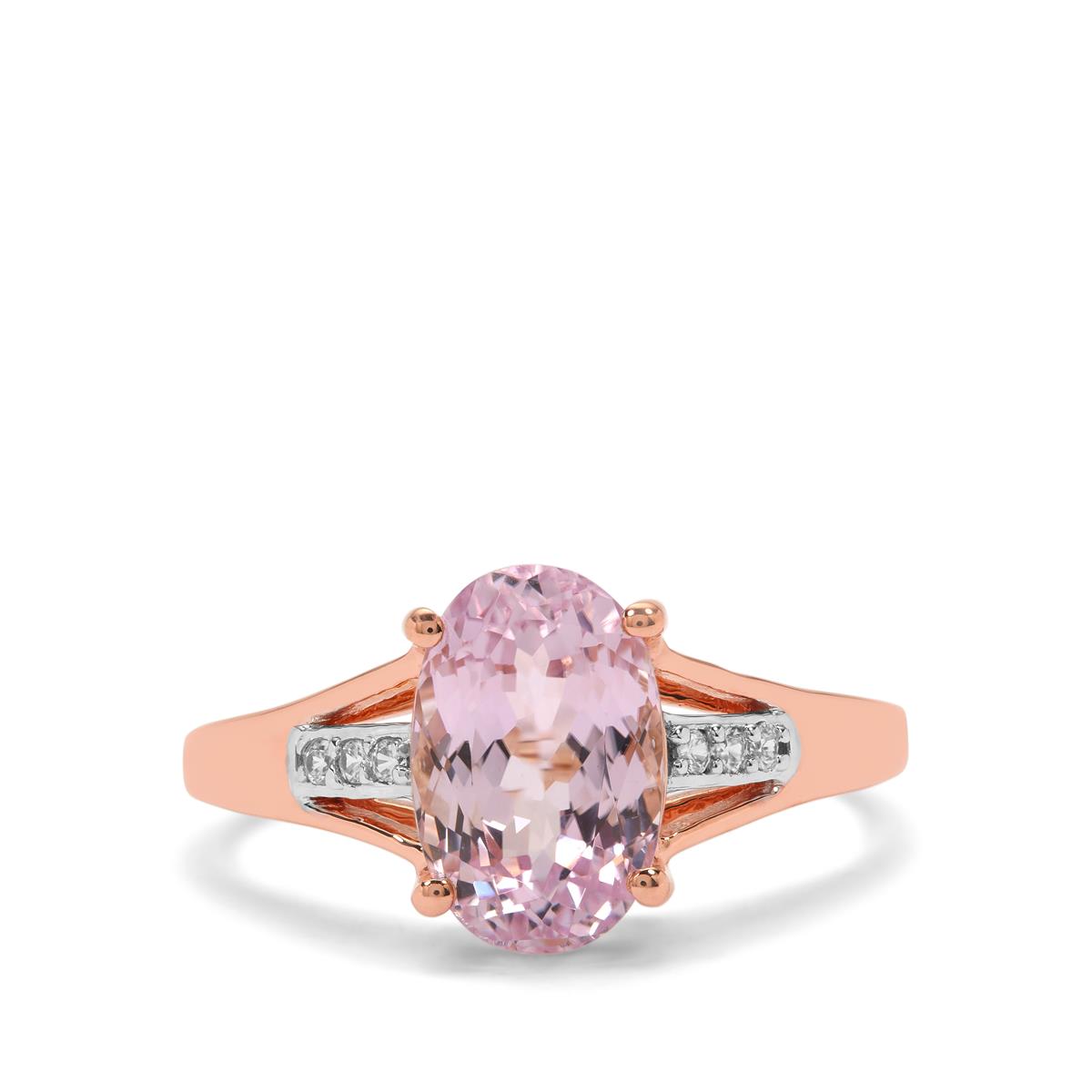 Mawi Kunzite Ring with White Zircon in 9K Rose Gold 3.20cts | Gemporia